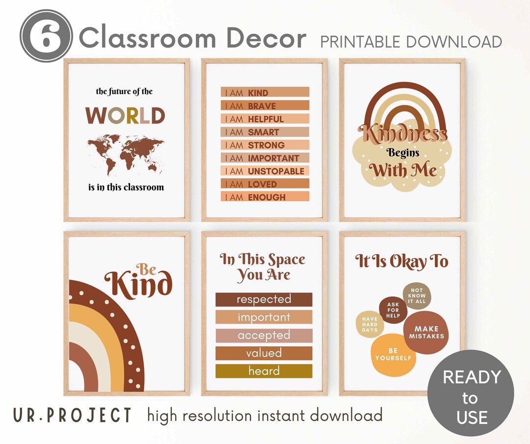 6 Boho Classroom Decor, Classroom Poster, School Quotes, Digital Print ...