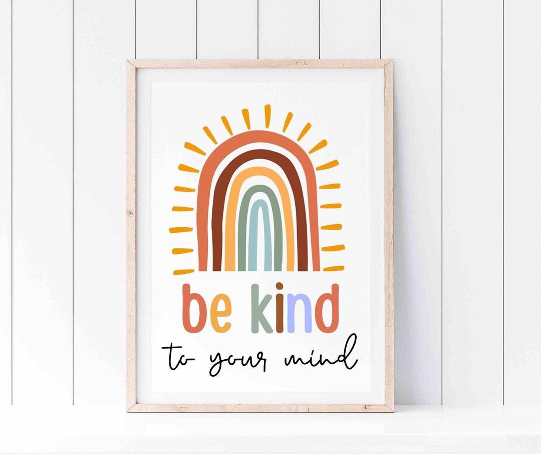 Be Kind Boho Classroom Decor School Poster Rainbow Wall Art Kids Wall ...