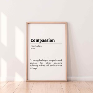 Compassion Definition, Dictionary Poster Social Worker Office Decor ...