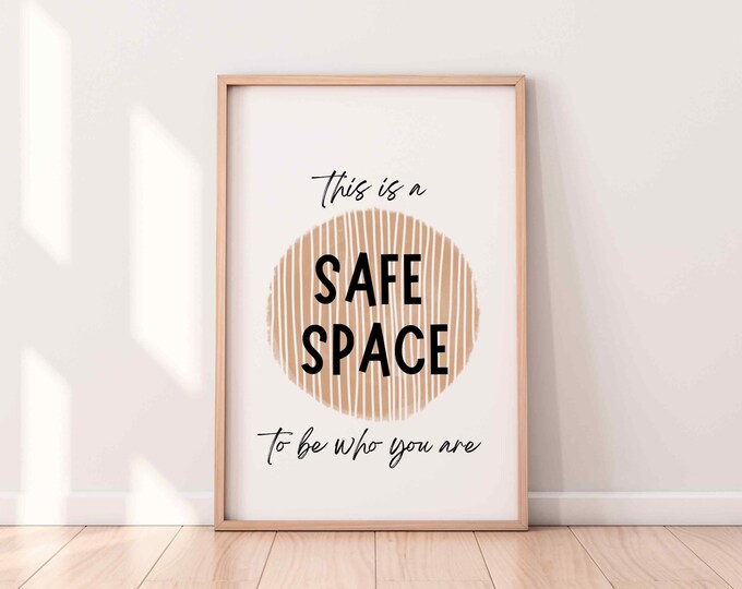 Safe Space for Everyone Poster Printable, Pride Flag Hearts, LGBTQ ...