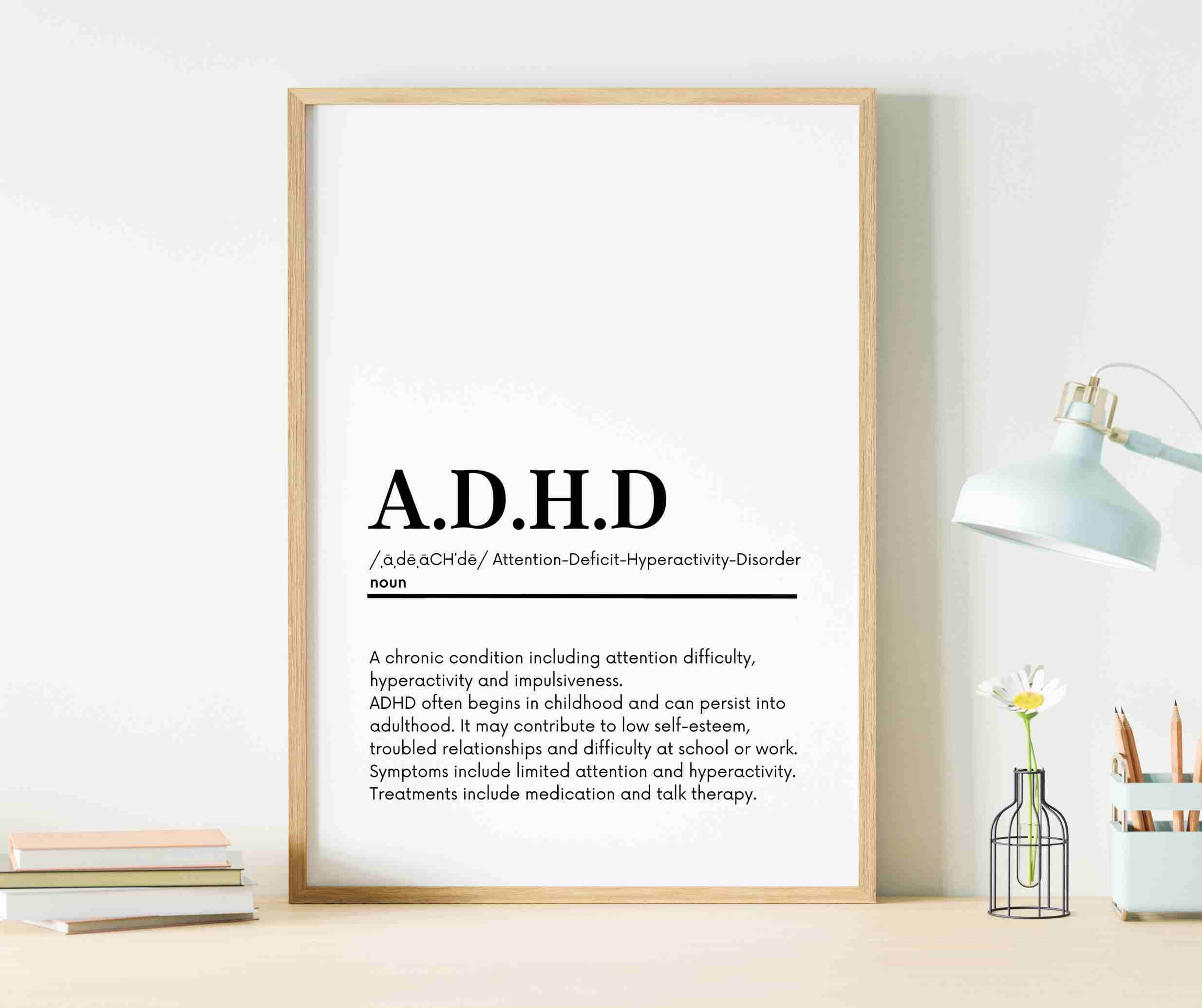 ADHD Definition Print: Minimalist Mental Health Poster (digital ...
