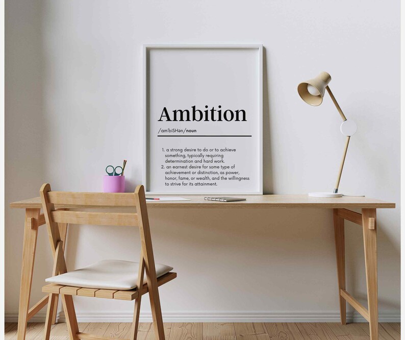 Ambition Definition Print, Definition Wall Art, Ambition Printable ...