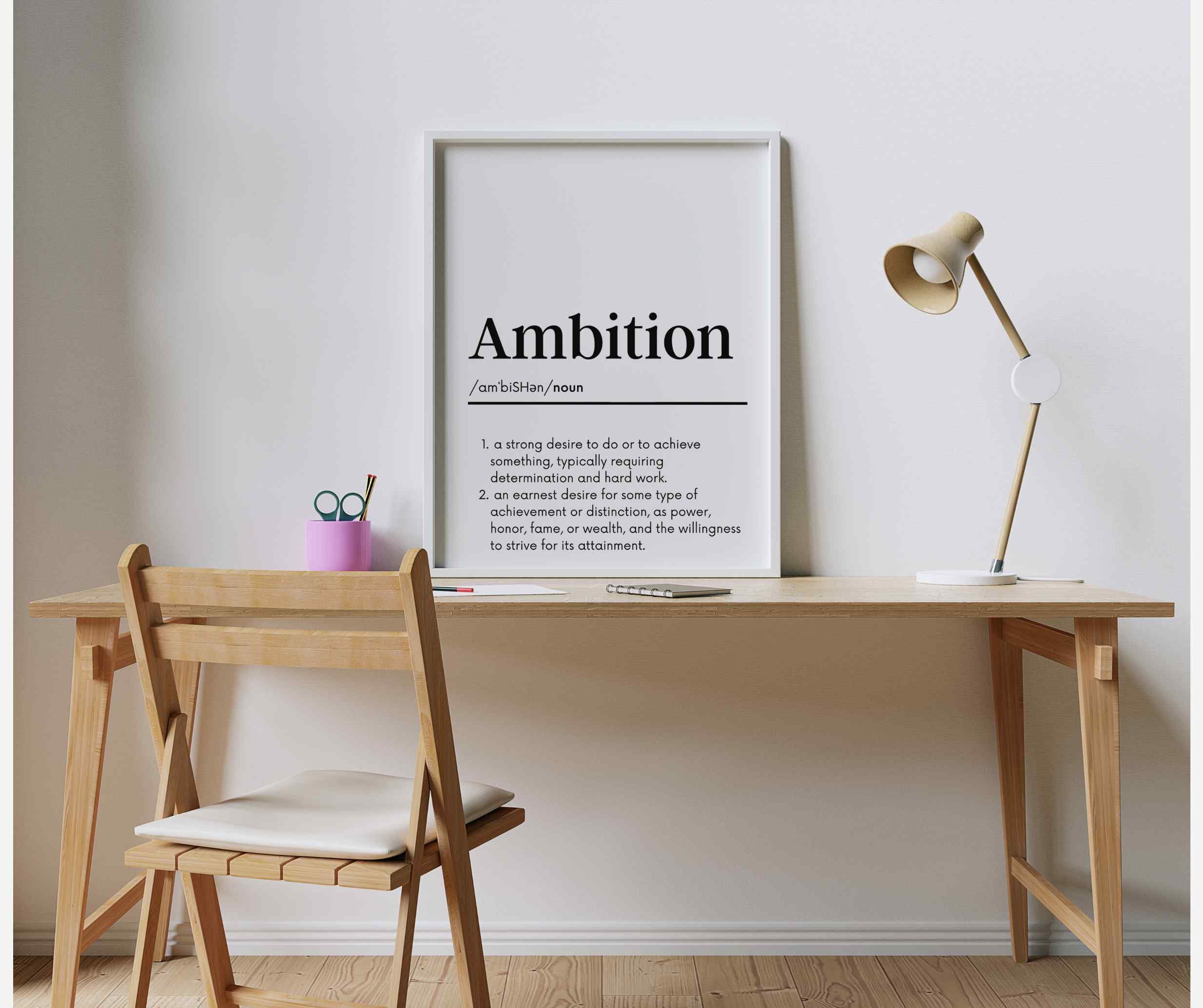 Ambition Definition Print, Definition Wall Art, Ambition Printable ...