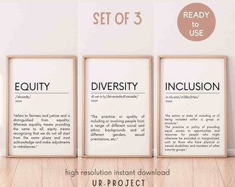 Diversity Definition Set of 3 Equity Definition Inclusion - Etsy