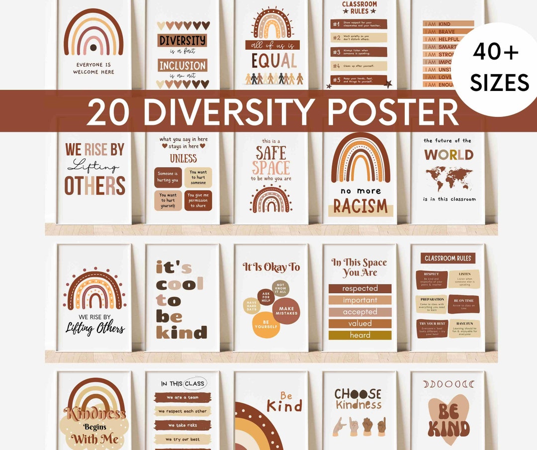 Diversity Classroom Decor, Set of 20, Inclusive Posters, Equity ...