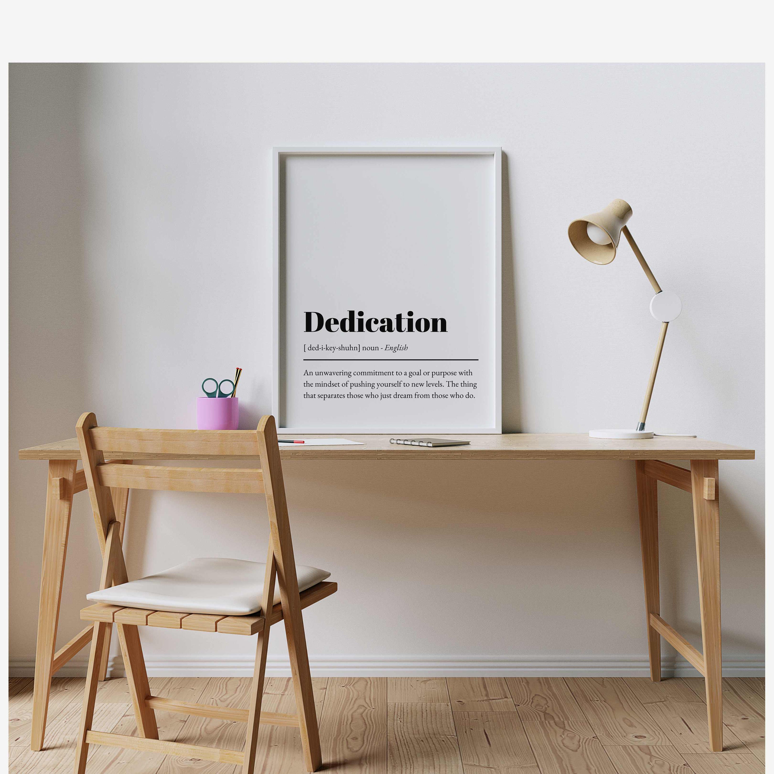 Dedication Definition Definitian Wall Art Office Wall Decor - Etsy