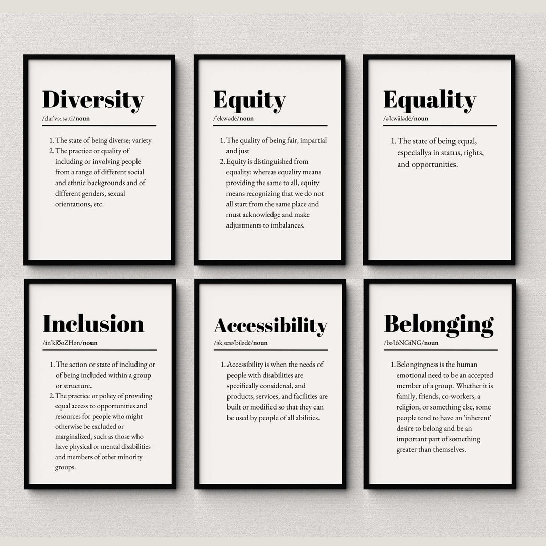 Inclusion Definition, Set of 6, Diversity Equality Inclusion Definition ...
