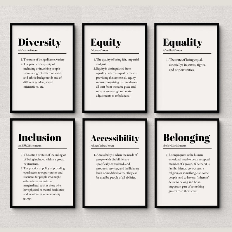 Inclusion Definition, Set of 6, Diversity Equality Inclusion Definition ...