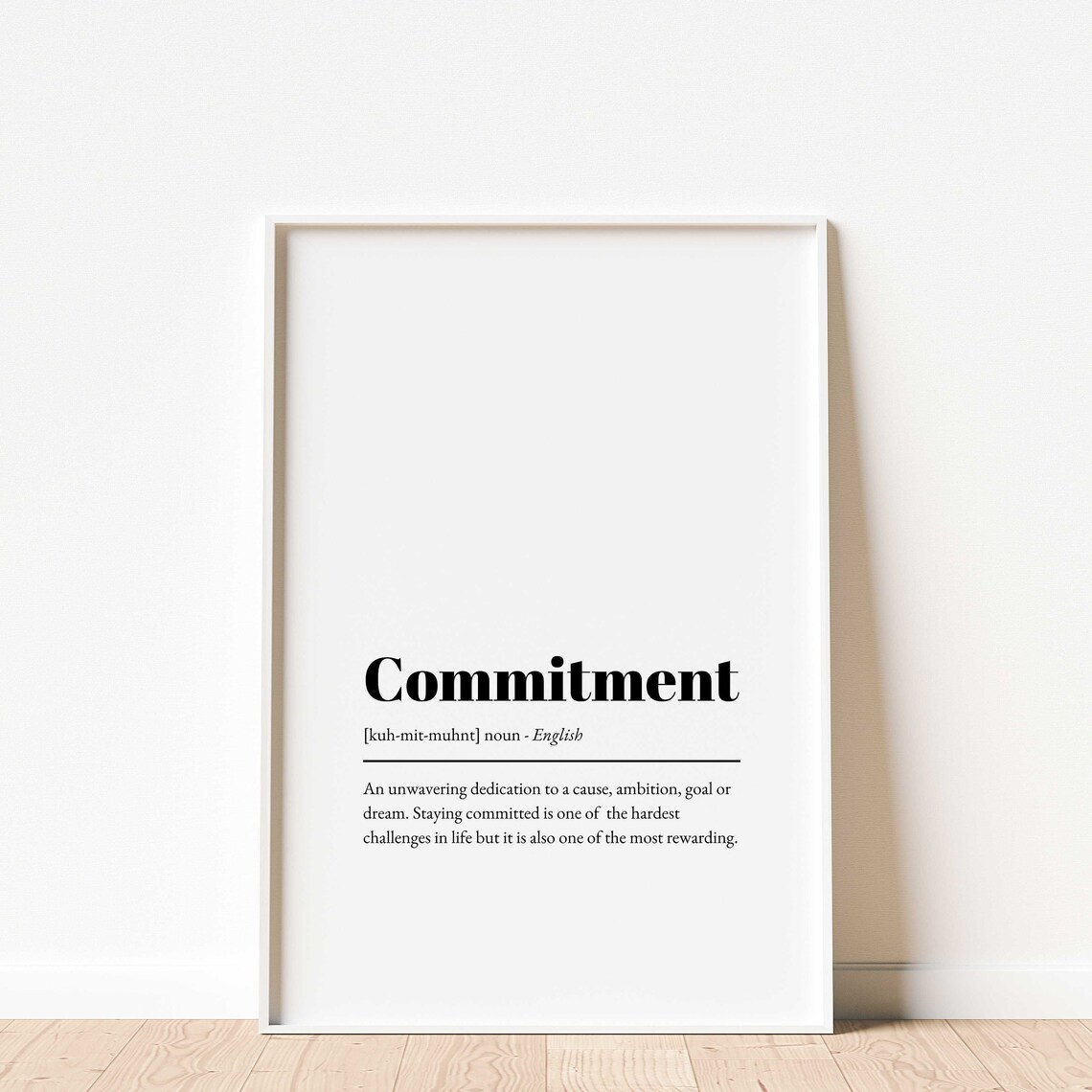 Commitment Definition Wall Art | Minimalist Office Decor | Motivational ...