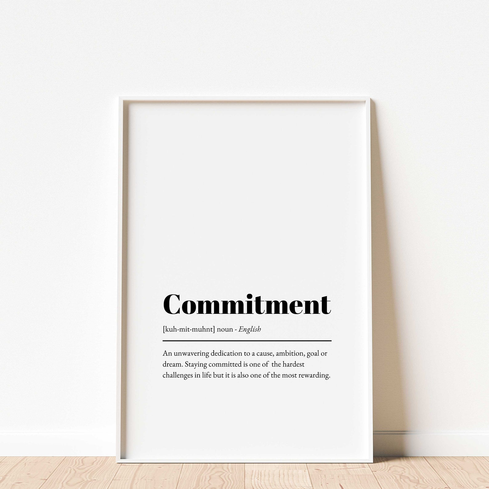 Commitment Definition Wall Art | Minimalist Office Decor | Motivational ...