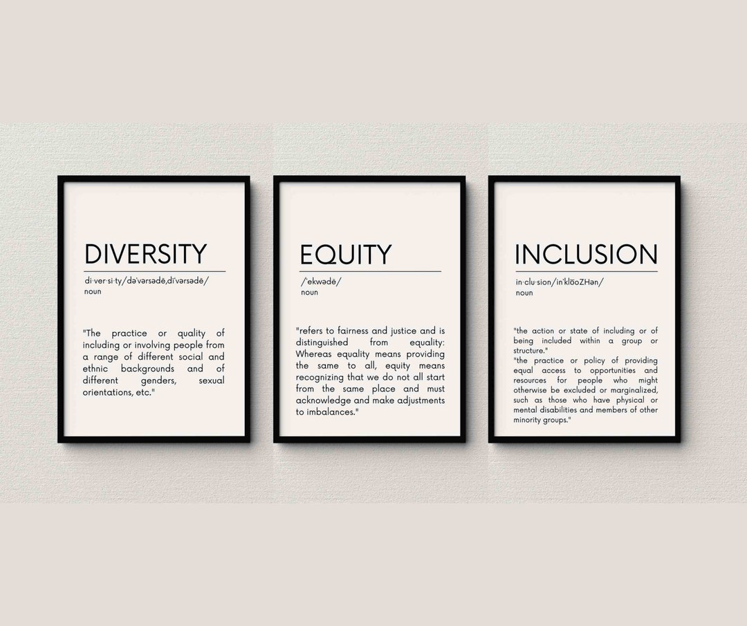 Equity Definition, Set of 3, Diversity Definition, Inclusion Posters ...