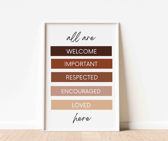 All Are Welcome Boho Classroom Decor Affirmation Poster - Etsy