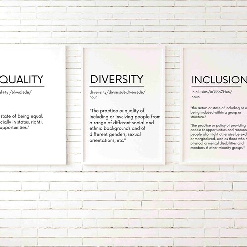 Equality Definition Set of 3 Diversity Definition Inclusion - Etsy