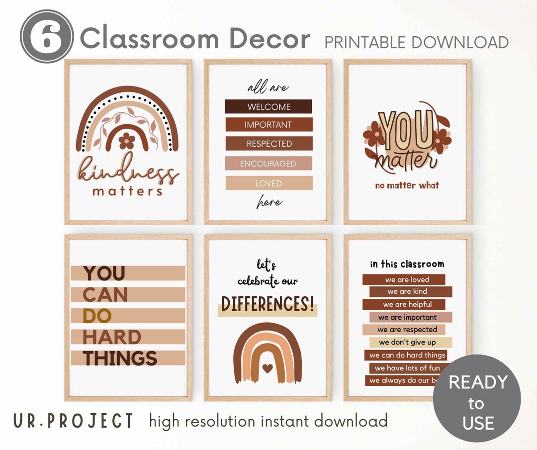 6 Boho Classroom Decor, Classroom Poster, School Quotes, Digital Print ...