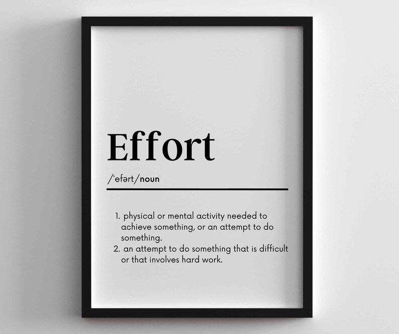 Effort Office Print, Office Wall Art, Definition Printable, Minimalist ...