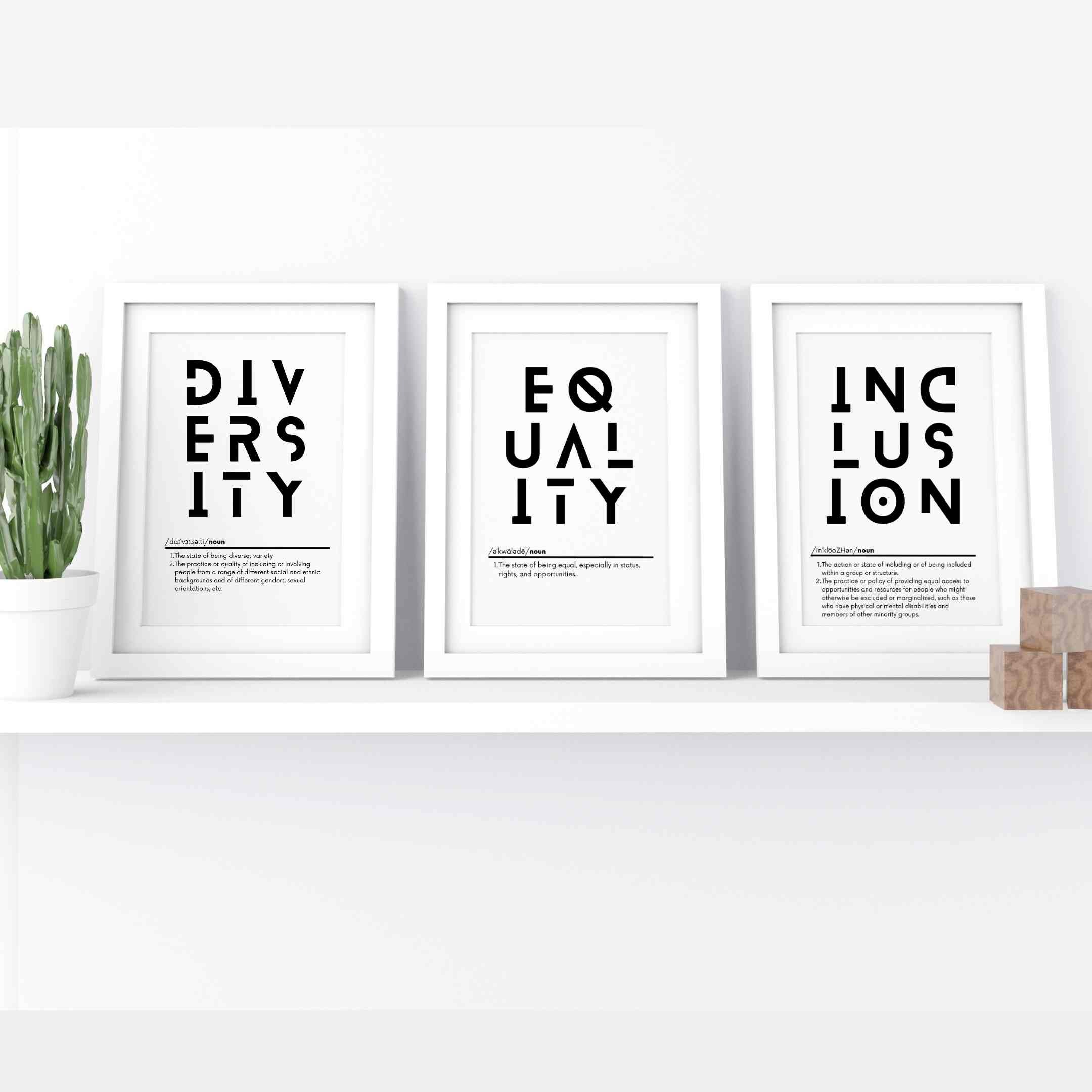 Minimalist Office Decor, Set of 3, Diversity Definition, Equality ...