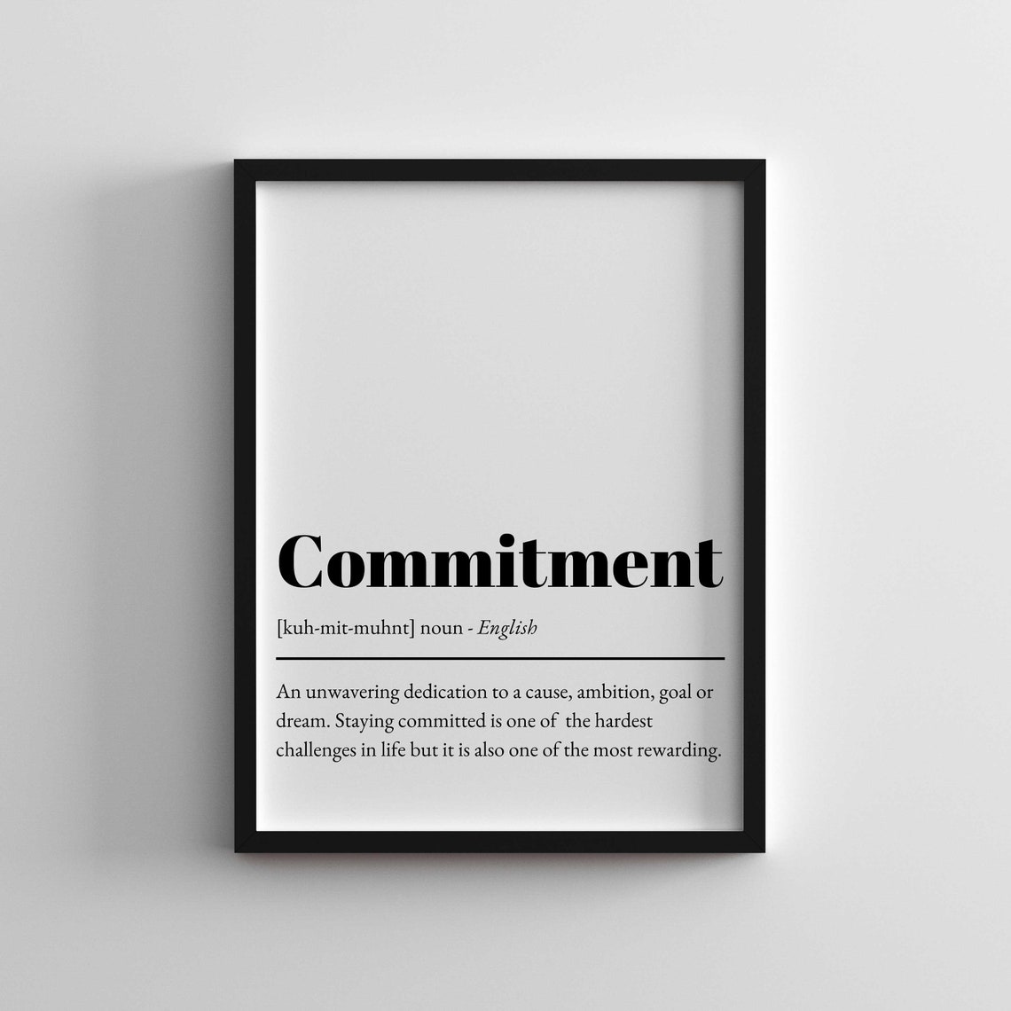 Commitment Definition Wall Art | Minimalist Office Decor | Motivational ...