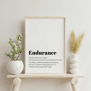 Office Wall Decor - Endurance Definition Wall Art, Motivational Print ...