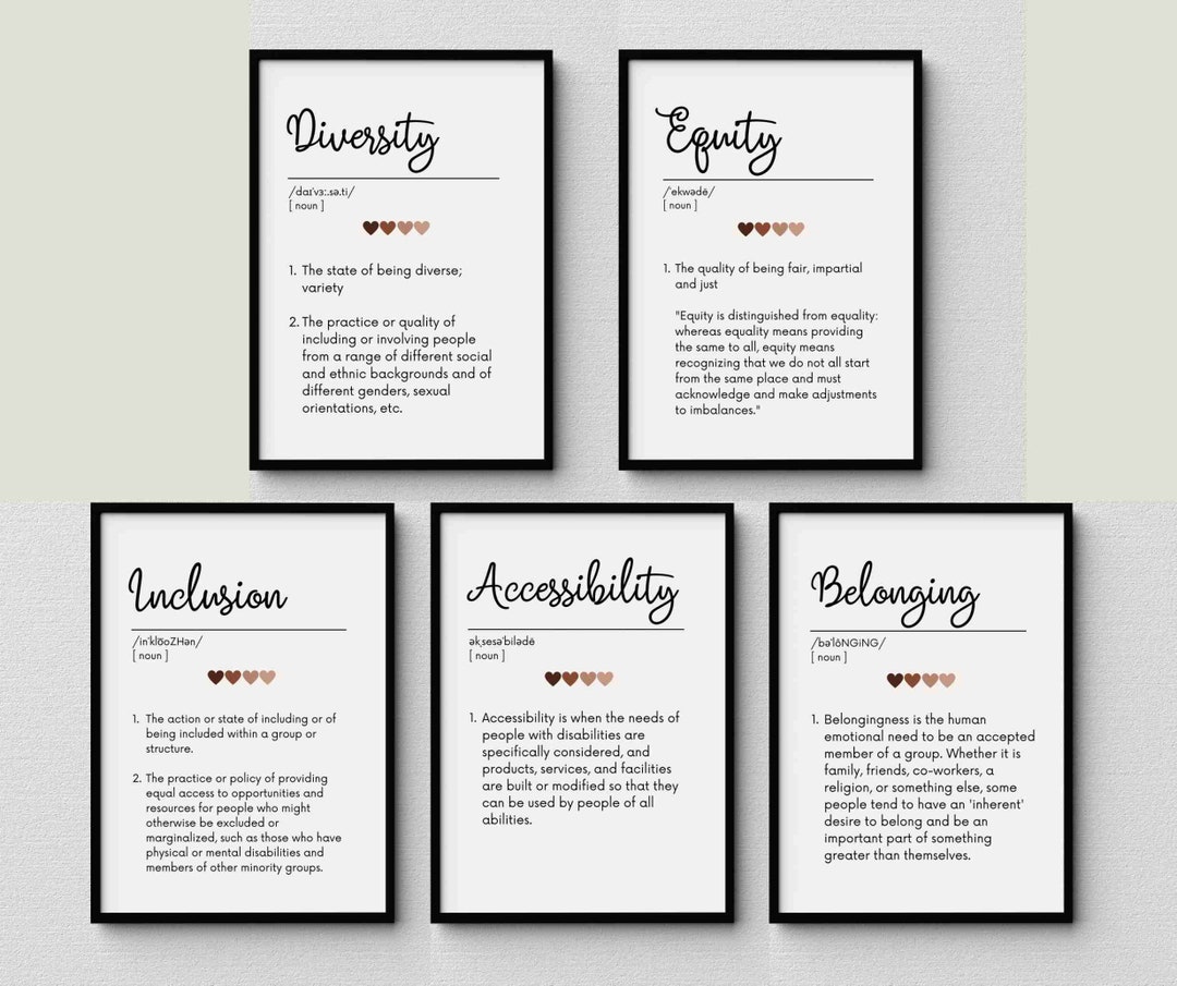 Equity Definition, Set of 5, Diversity Equality Inclusion Definition ...
