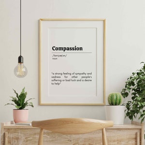 Compassion Definition, Dictionary Poster Social Worker Office Decor ...