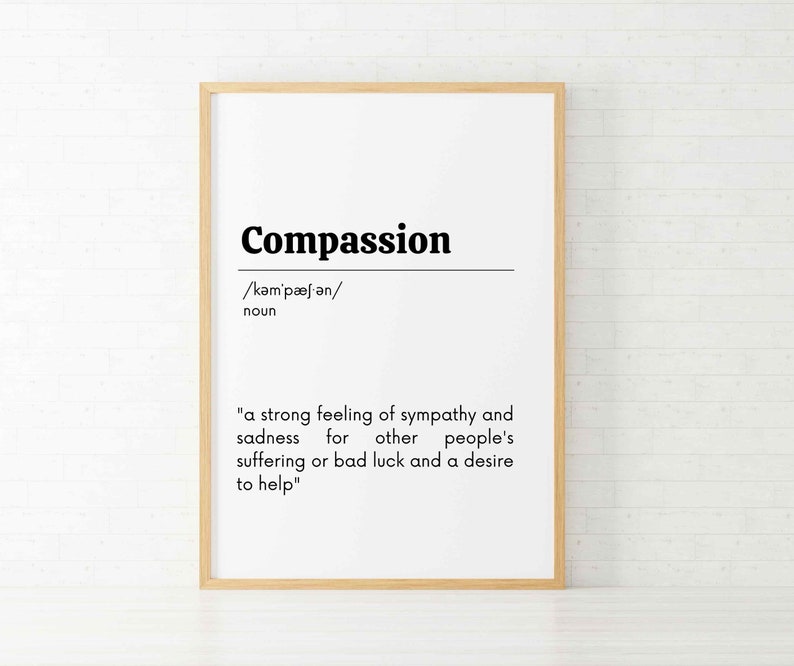 Compassion Definition, Dictionary Poster Social Worker Office Decor ...