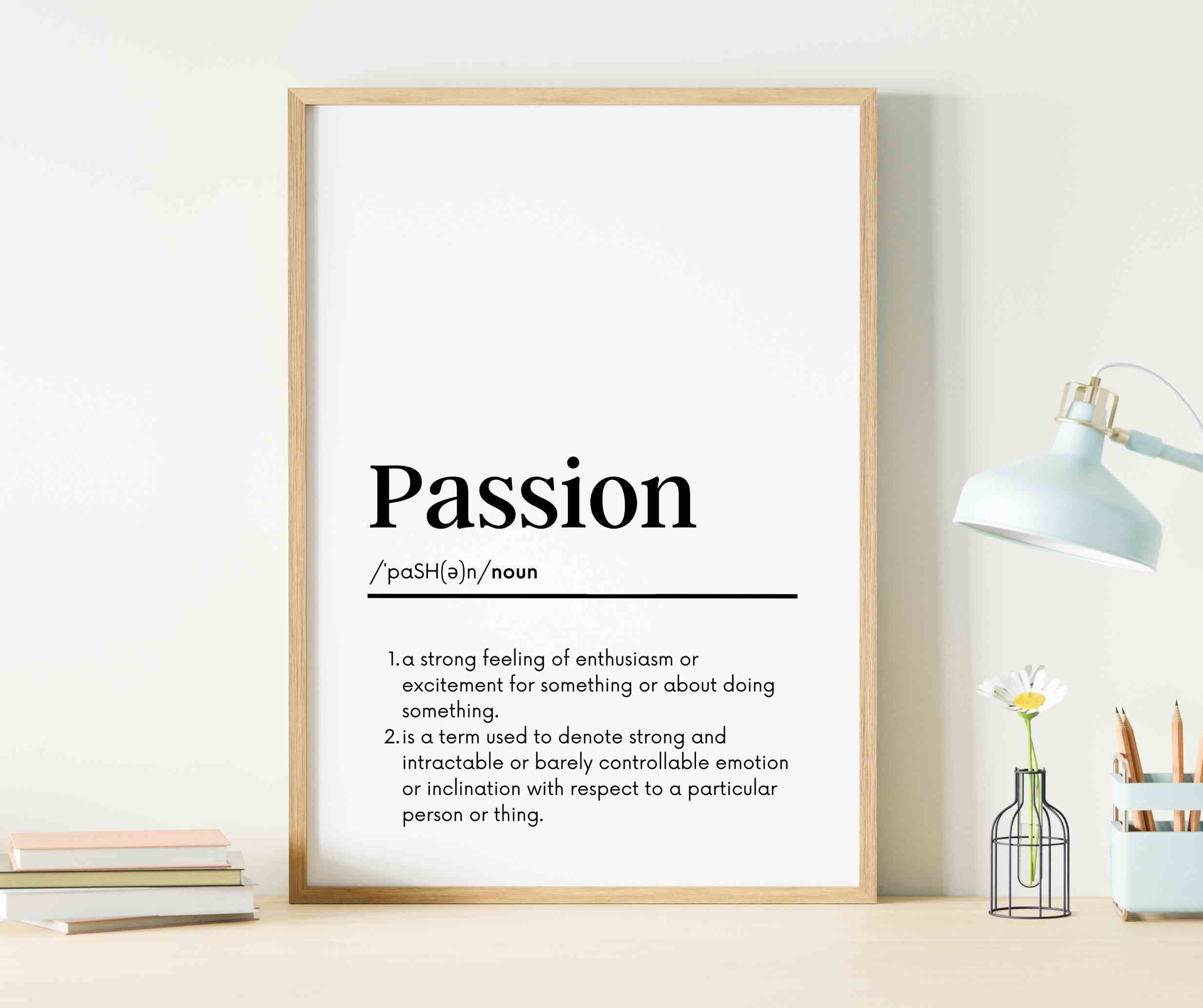Office Wall Art, Office Print, Passion Definition Printable, Minimalist ...