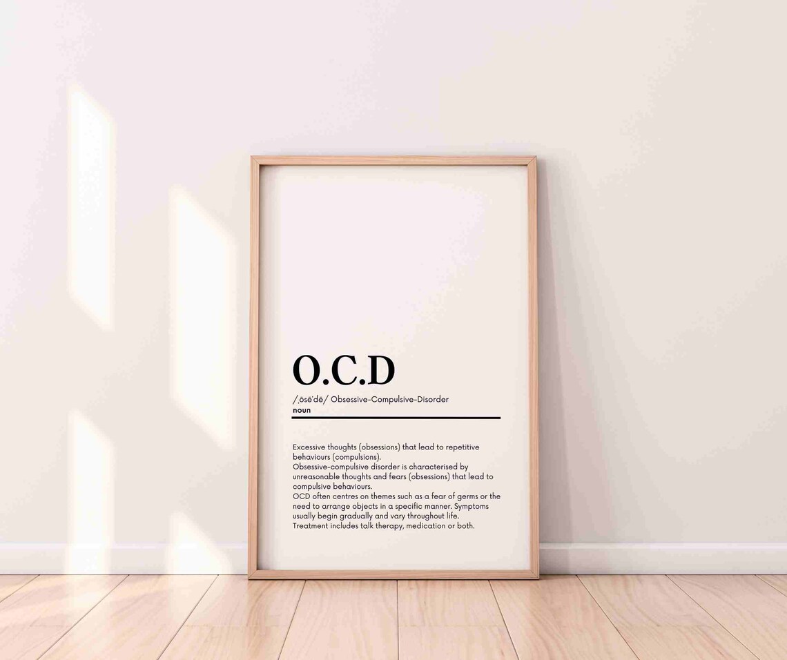 OCD Definition Print, Mental Health Poster, Psychology Print ...