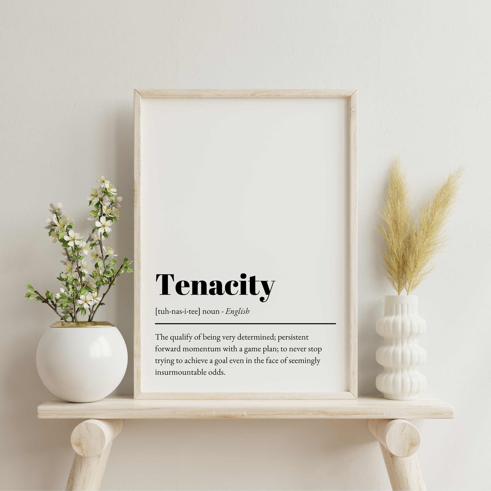 Tenacity Definition Print: Minimalist Office Wall Art (digital Download ...