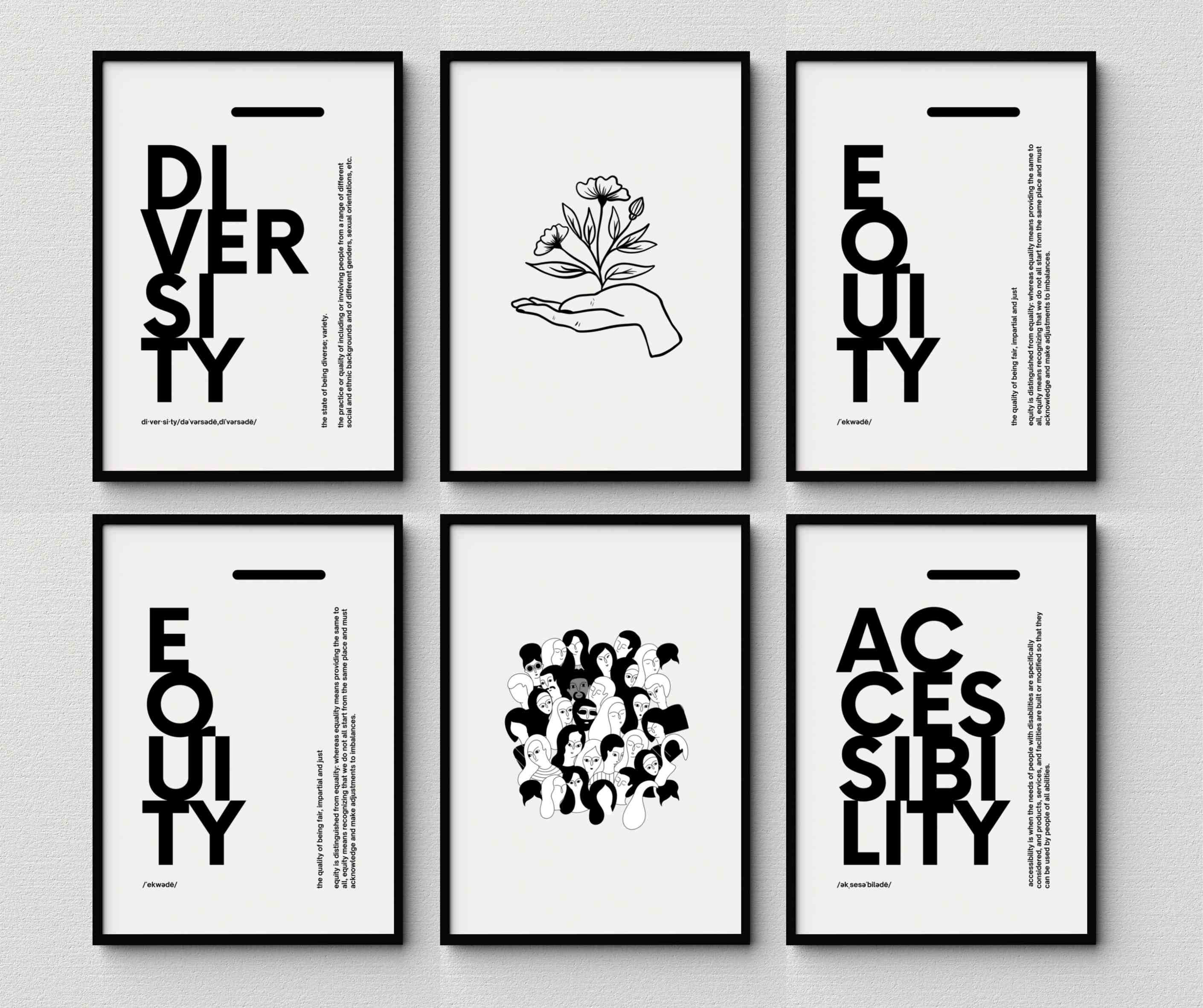 Set of 6 Office Decor Minimalist Office Poster Diversity - Etsy
