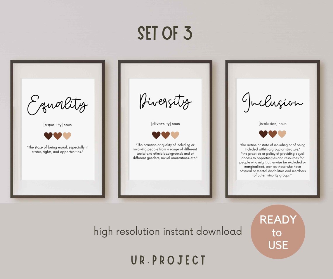 Equality Definition Set of 3 Diversity Definition Inclusion - Etsy