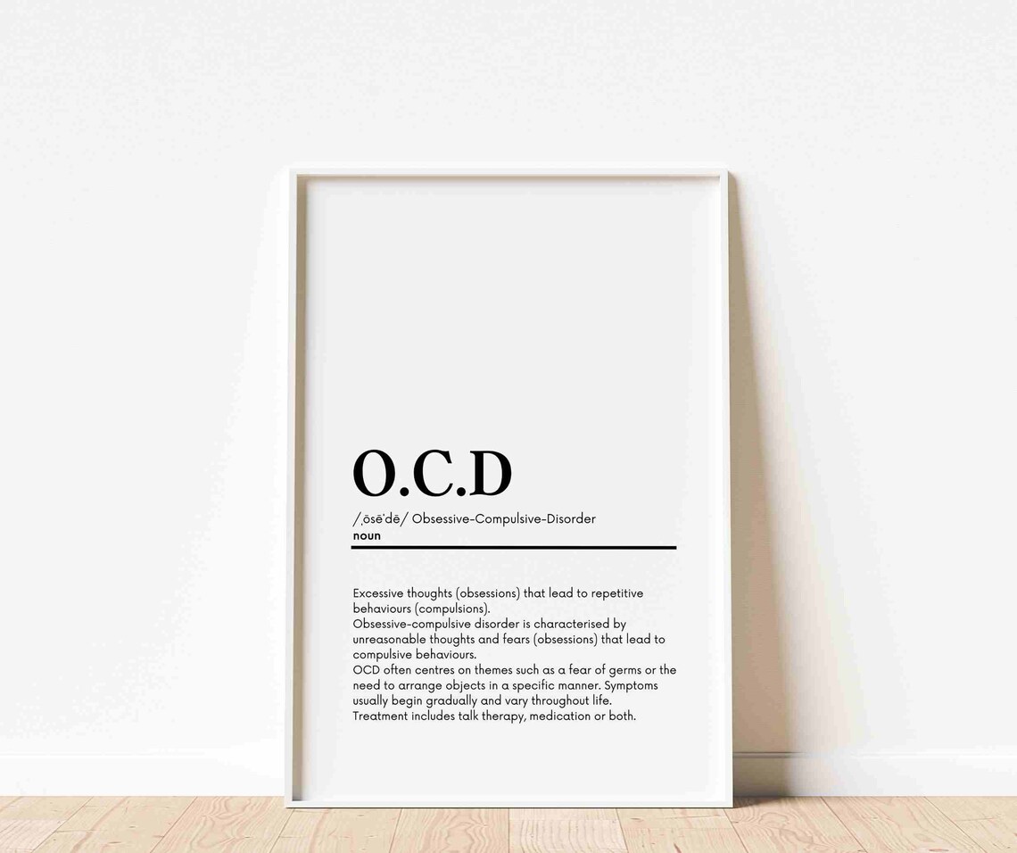 OCD Definition Print, Mental Health Poster, Psychology Print ...