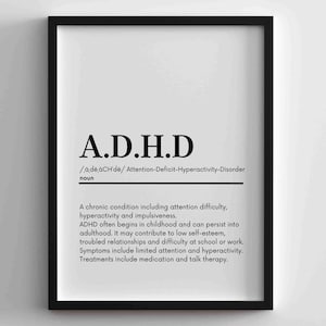 ADHD Definition Print: Minimalist Mental Health Poster (digital ...