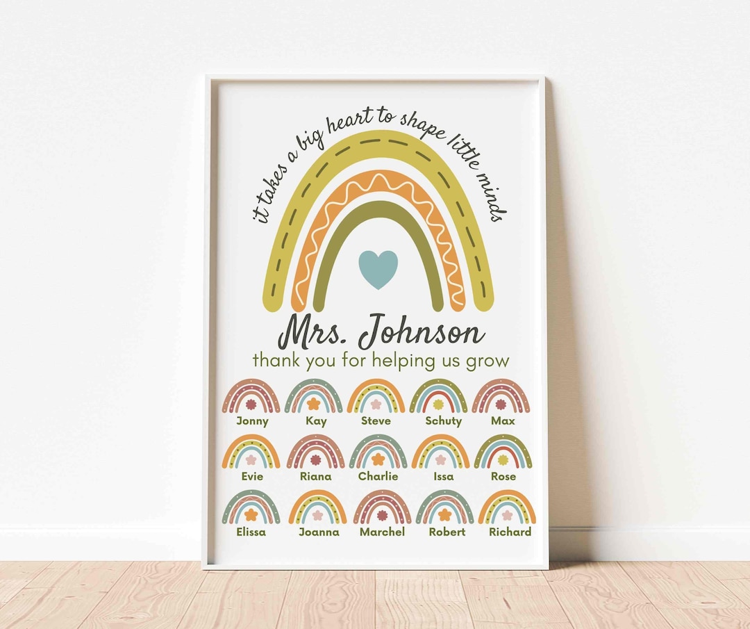 PERSONALIZED Rainbow Teacher Gift, Class Present Gift Ideas, Thank You ...