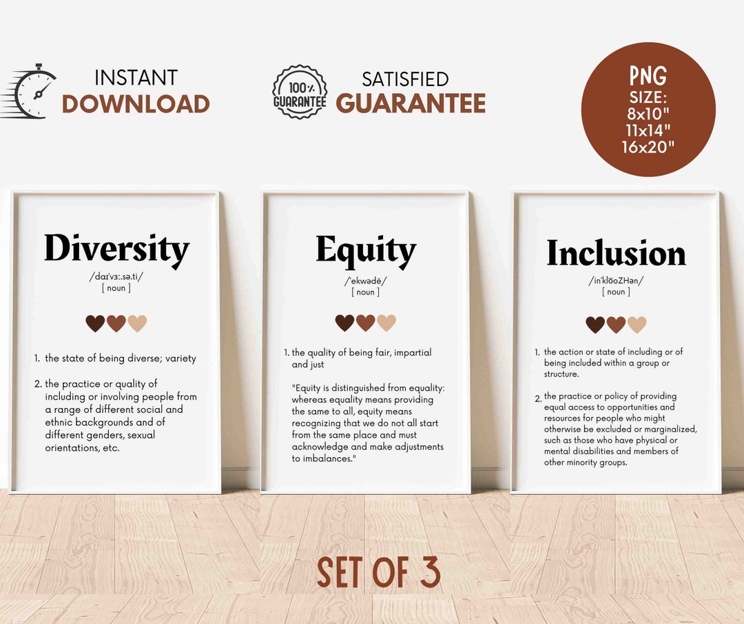 Diversity Definition, Inclusion Office Decor, Typographic Wall Art ...