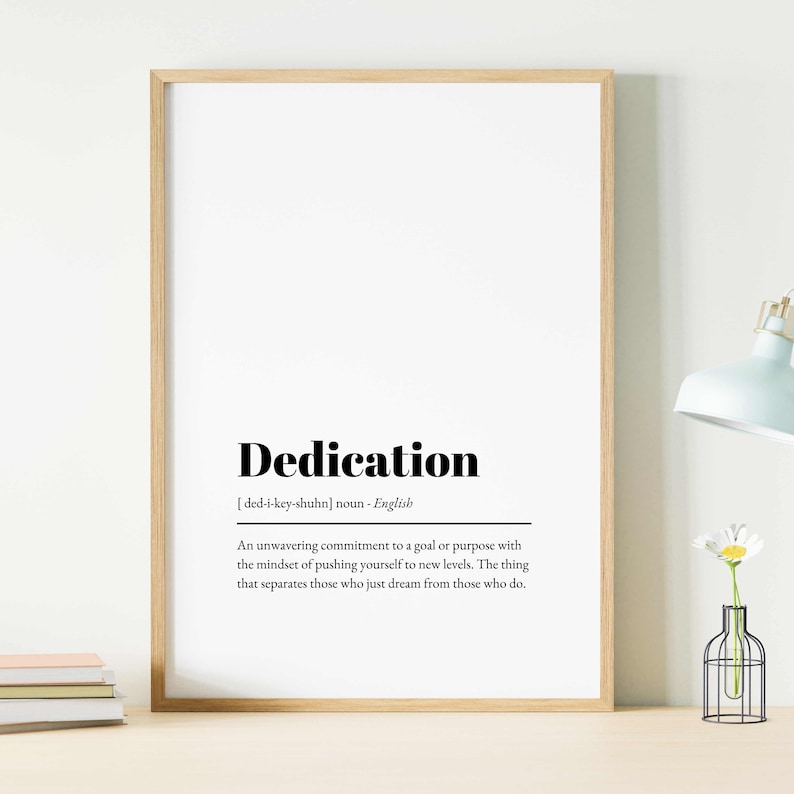 Dedication Definition Definitian Wall Art Office Wall Decor - Etsy
