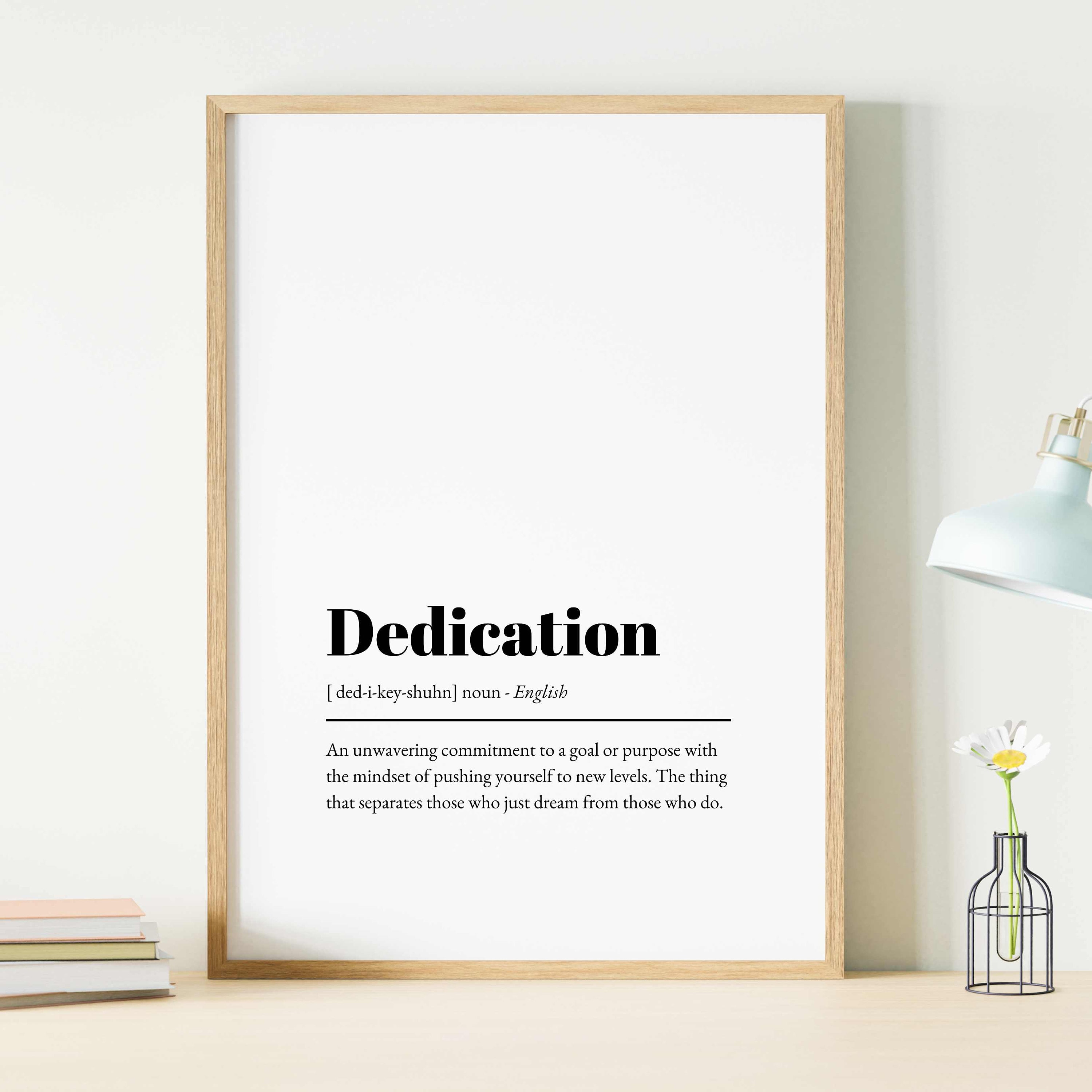 Dedication Definition Definitian Wall Art Office Wall Decor - Etsy