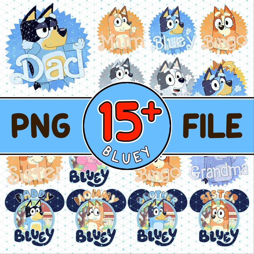 Mega Bluey Theme Pack, Bluey Family, Bingo Png Bundle, Cut Files ...
