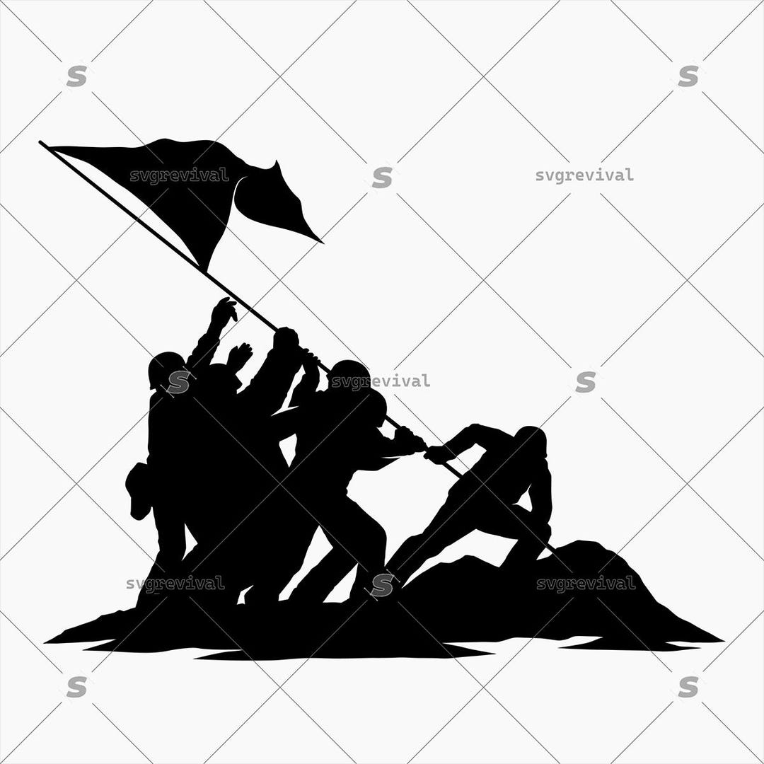 Silhouette USMC War Memorial Raising the Flag on Iwo Jima Svg Files - Etsy