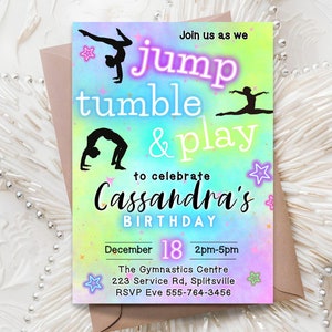 Gymnastics Birthday Invitation: Jump, Tumble & Play (printable Editable ...