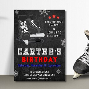 Ice Skating Birthday Party Invitation, Ice Skates Invite, Boy ...