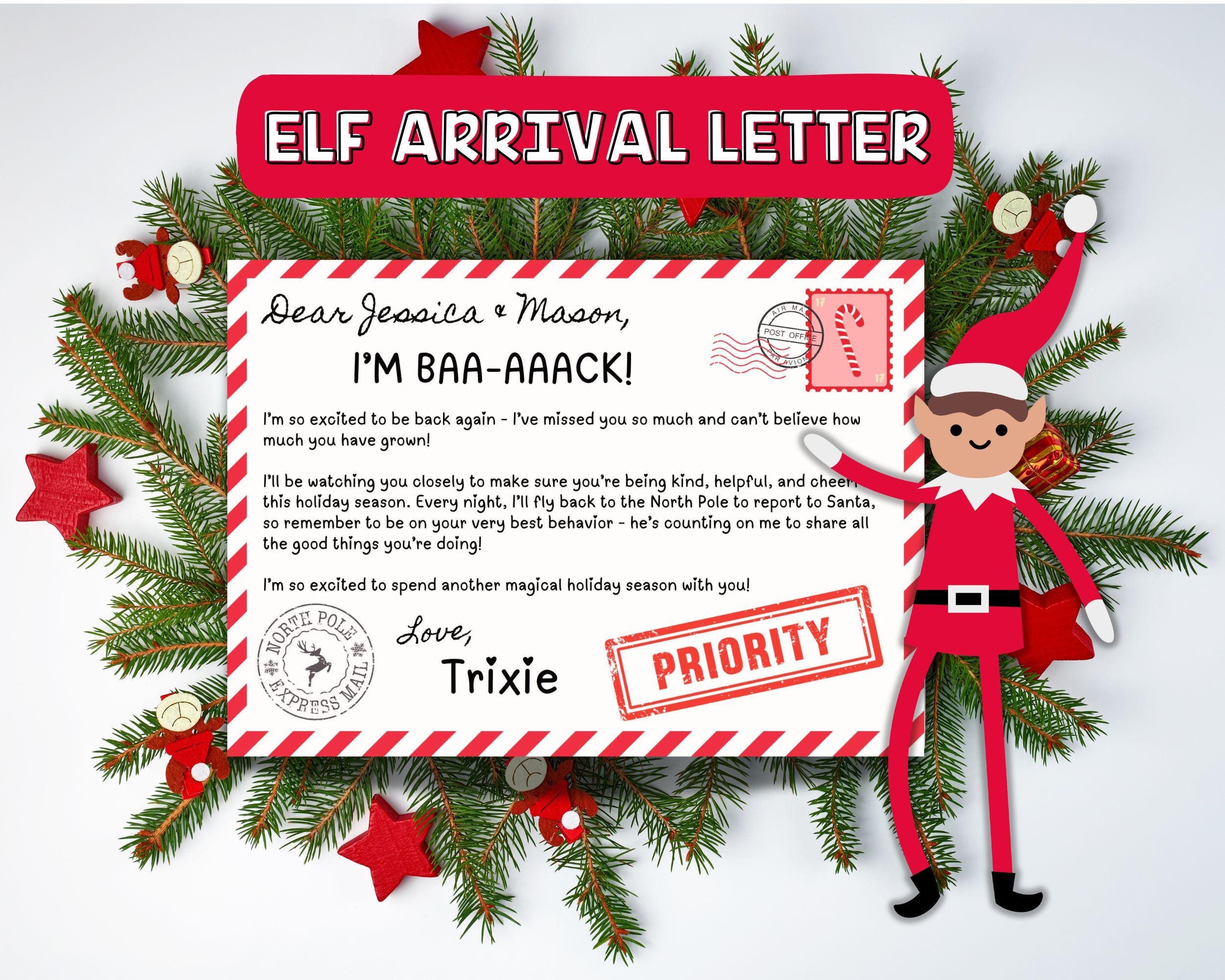 Editable Elf Arrival Letter: Christmas Welcome Postcard (printable ...