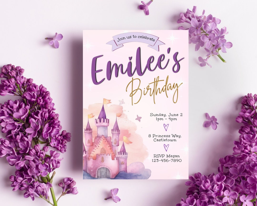 Princess Castle Birthday Invitation: Editable Template (digital ...