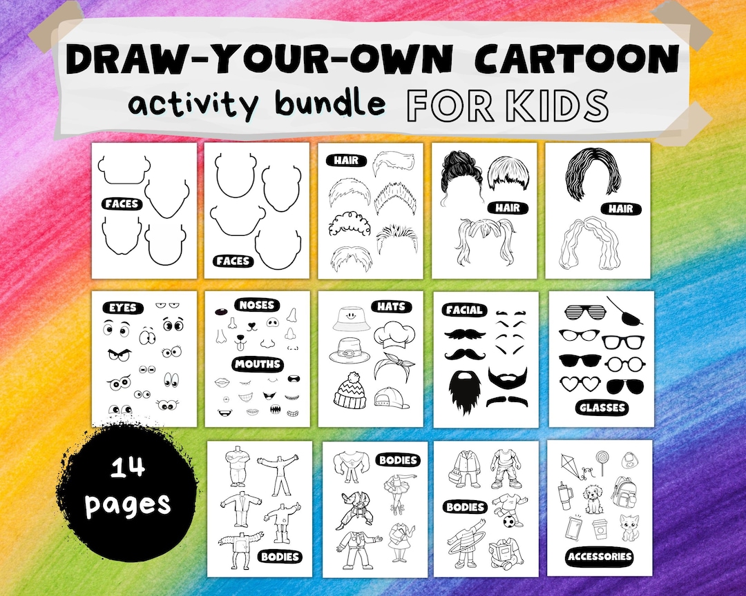 Cartoon Caricature Activity: Traceable Character Pages (printable ...