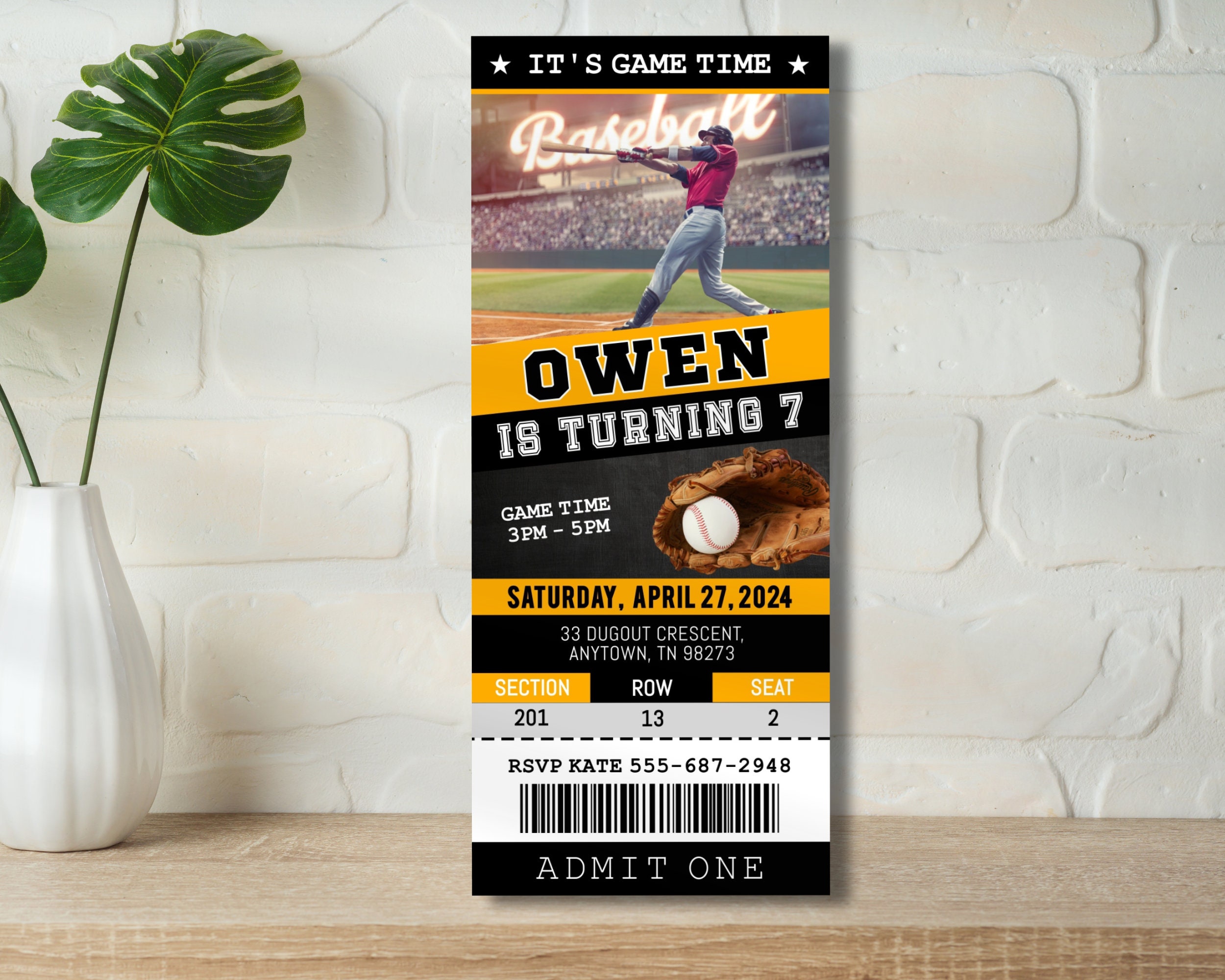 Baseball Ticket Birthday Invitation, Baseball Ticket Invite Template ...