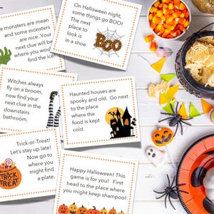 Halloween Treasure Hunt Clue Cards: Kids' Printable Scavenger Hunt (PDF ...
