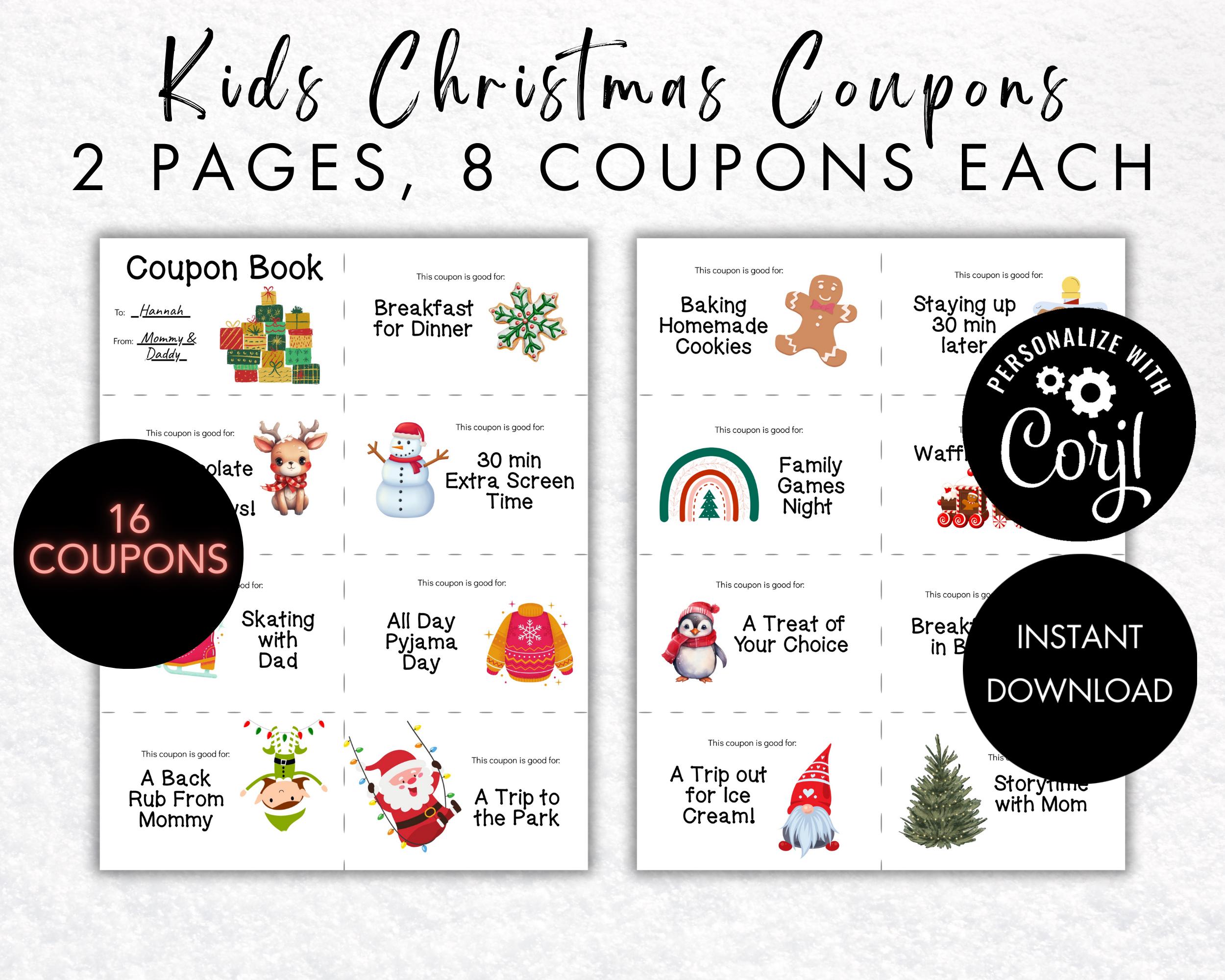 Editable Christmas Coupon Book for Kids: DIY Stocking Stuffer ...