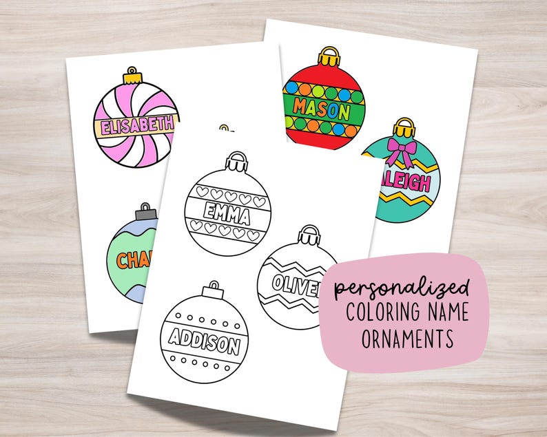 Printable Christmas Ornament Coloring Pages for Kids – Personalized ...