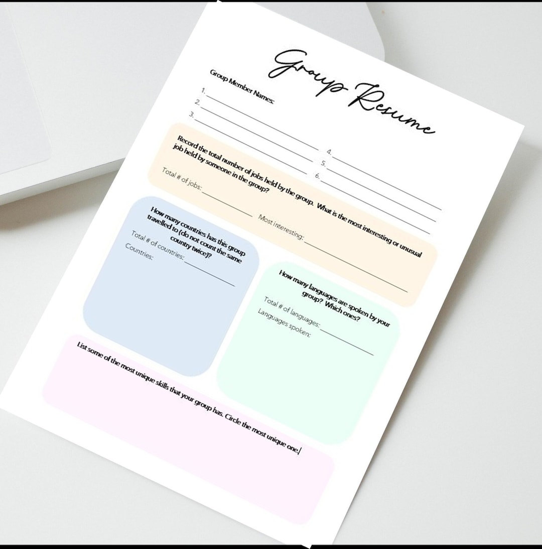 Group Resume Icebreaker / Team Building Activity Game DIGITAL DOWNLOAD ...