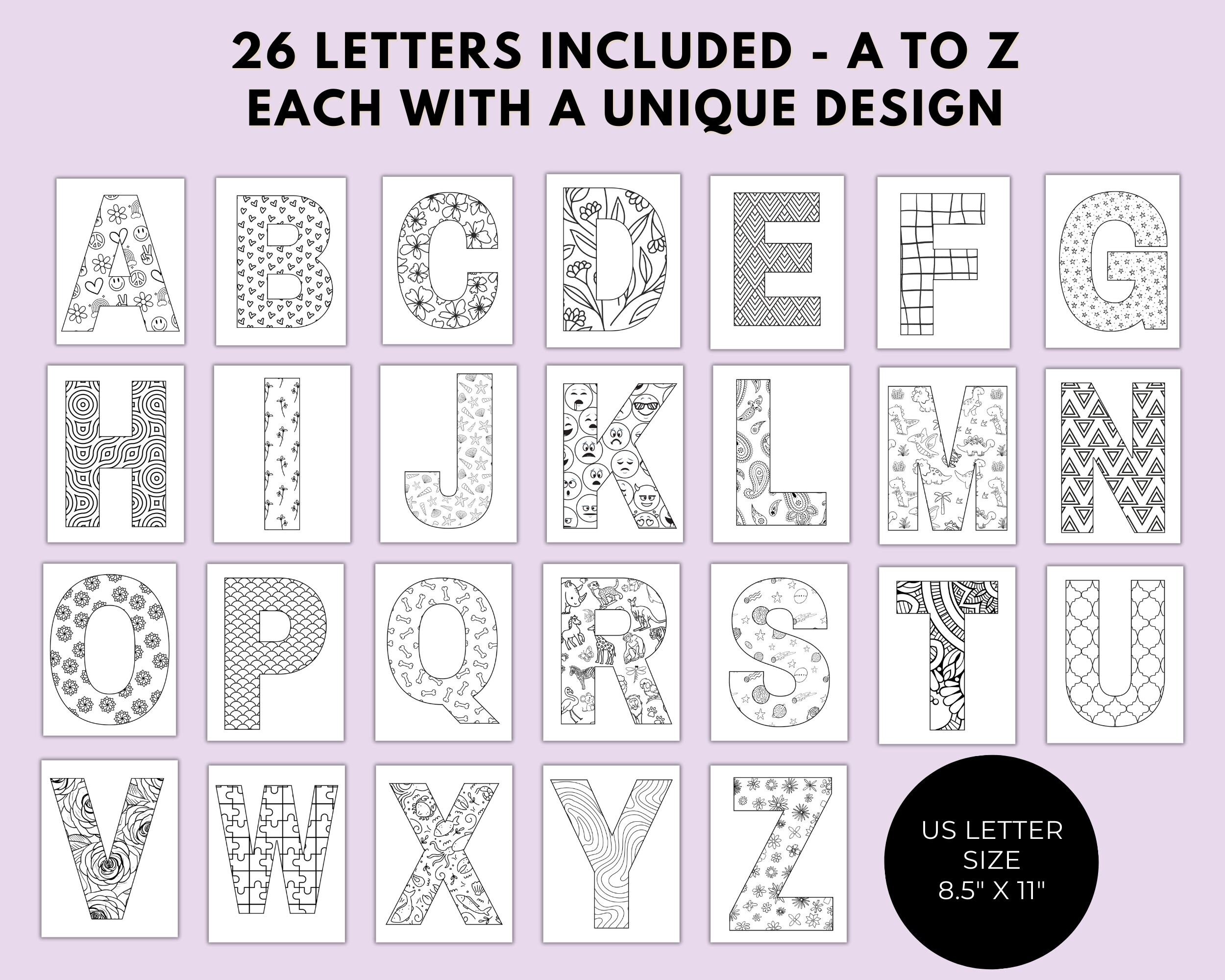Uppercase Alphabet Coloring Pages: Fun Kids Activity (PDF) - Etsy