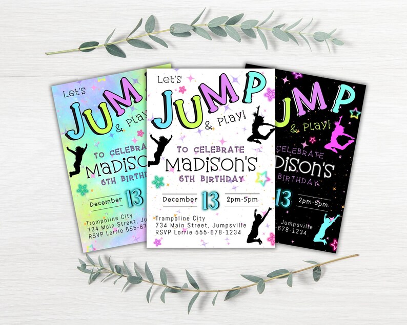 Trampoline Birthday Invitation: Jump Party, Editable Template - Etsy
